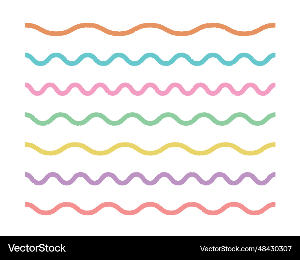 Wavy line set in white background simple color Vector Image