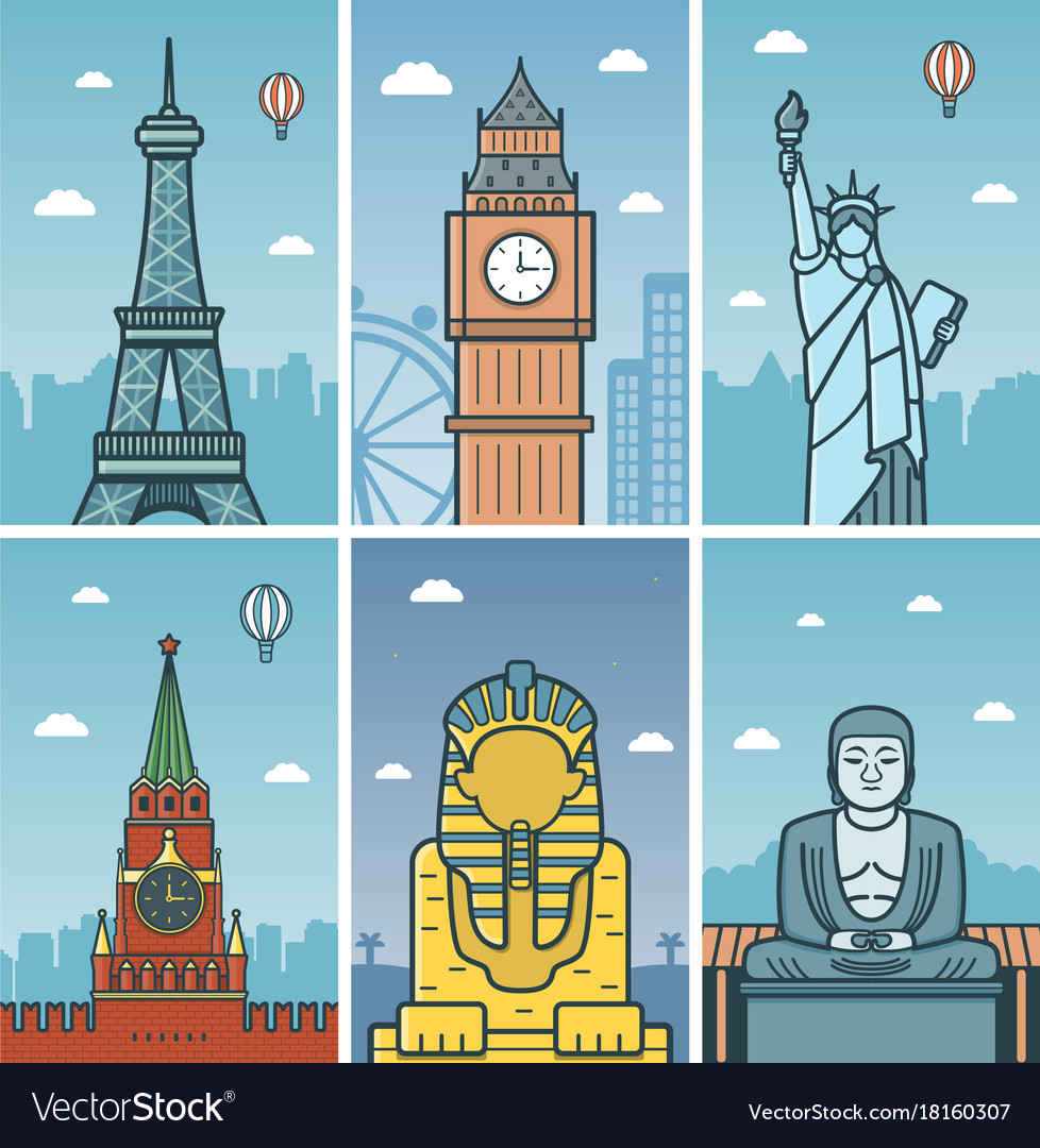 World landmarks design with cities skylines paris Vector Image