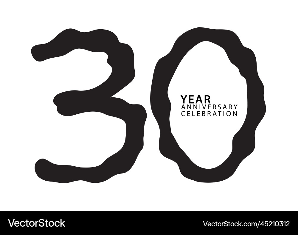 30 year anniversary celebration black color Vector Image