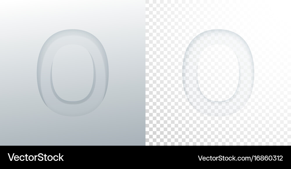 3d paper cut character 0 isolated on transparent Vector Image