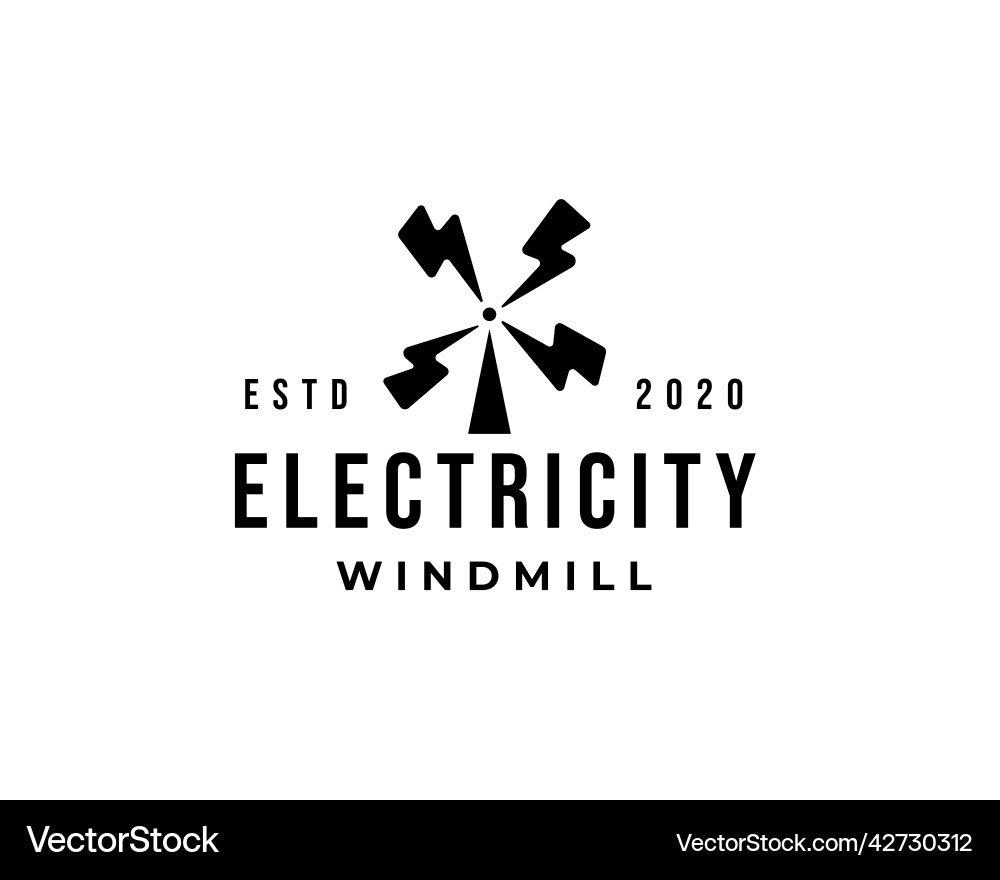 Abstract electric windmill power plants logo Vector Image