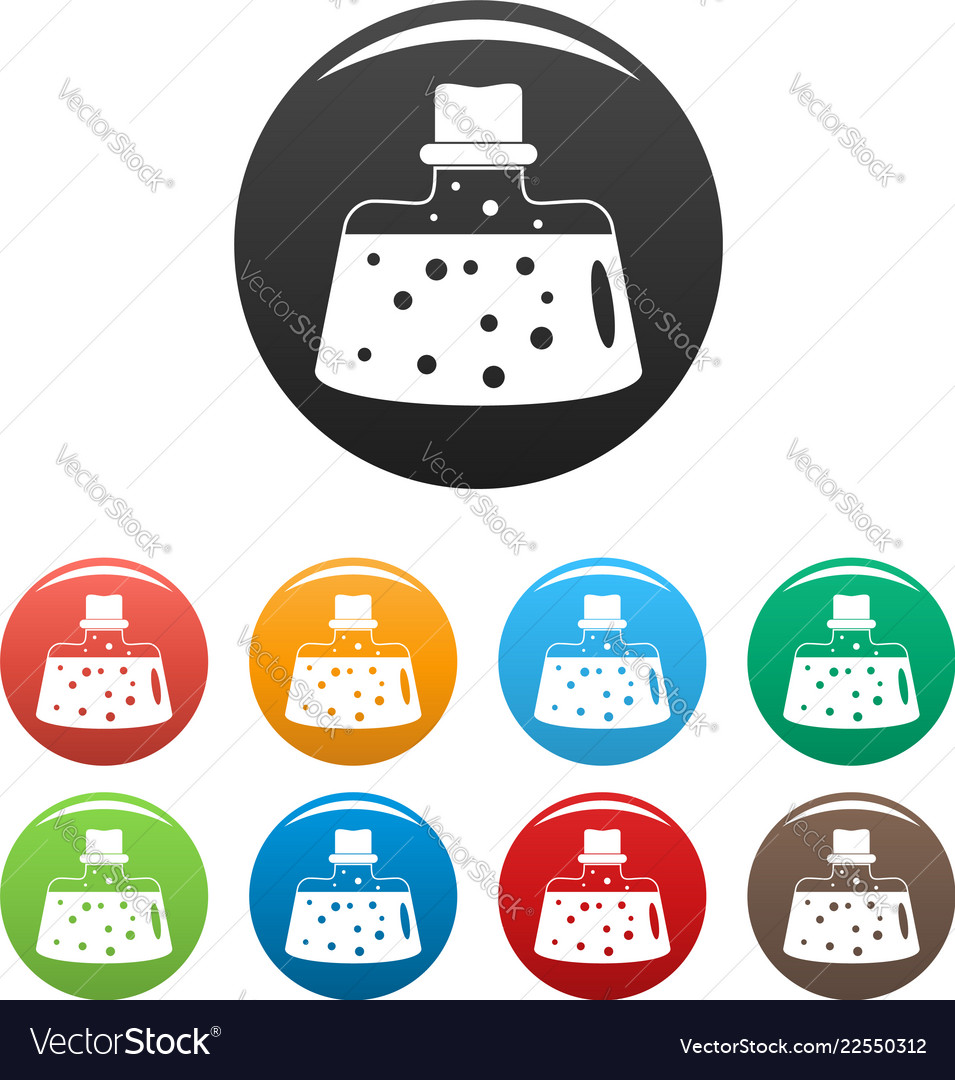 Boiling flask icons set color Royalty Free Vector Image
