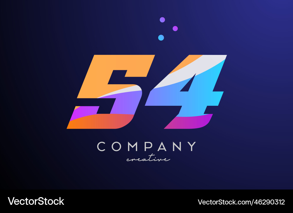 Colored number 54 logo icon with dots yellow blue Vector Image
