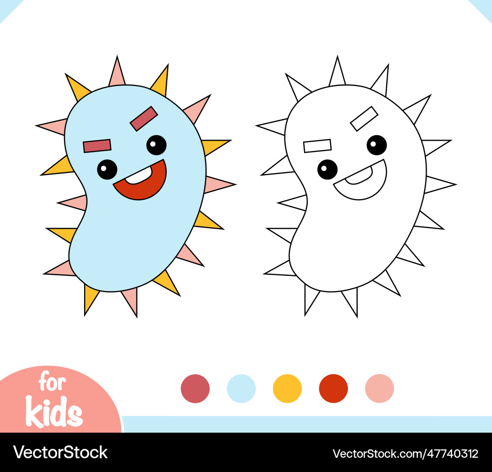 Coloring book cute bacteria and virus character Vector Image