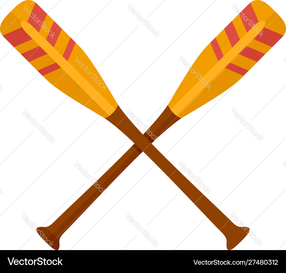 Crossed striped oars icon flat style Royalty Free Vector