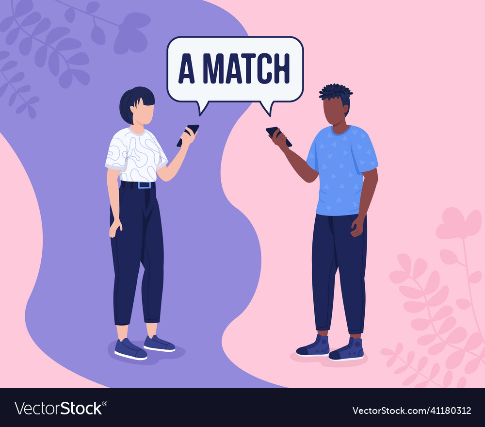 Dating matching algorithm flat color Royalty Free Vector