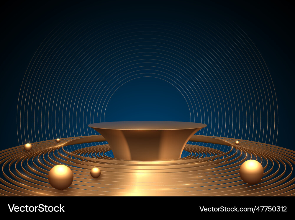 Golden circle stage on blue baclground Royalty Free Vector