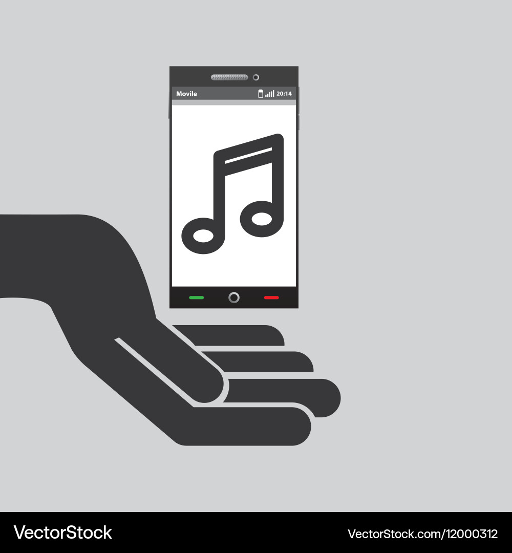 Hand mobile phone music icon Royalty Free Vector Image