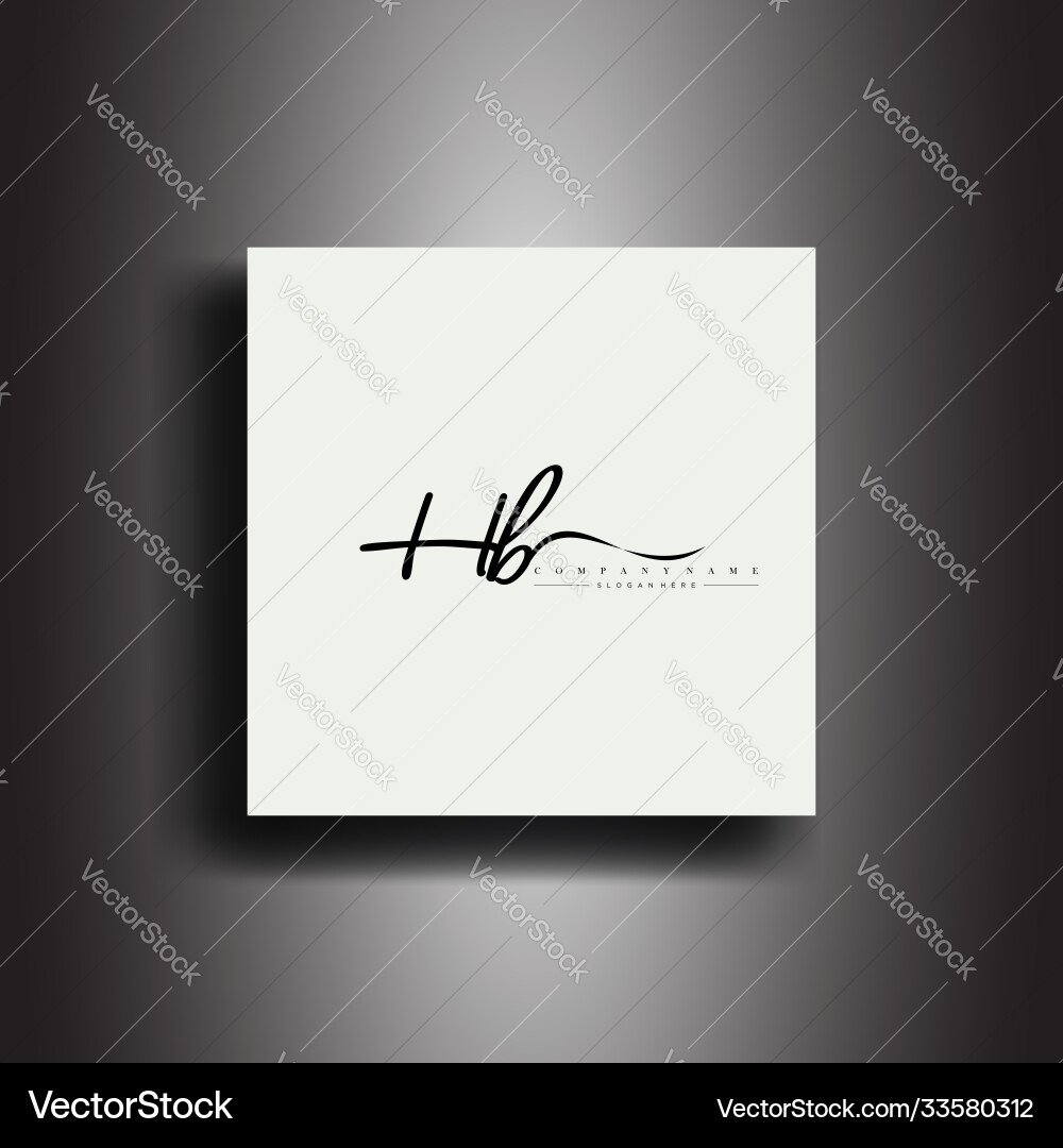 Hb signature style monogramcalligraphic lettering Vector Image
