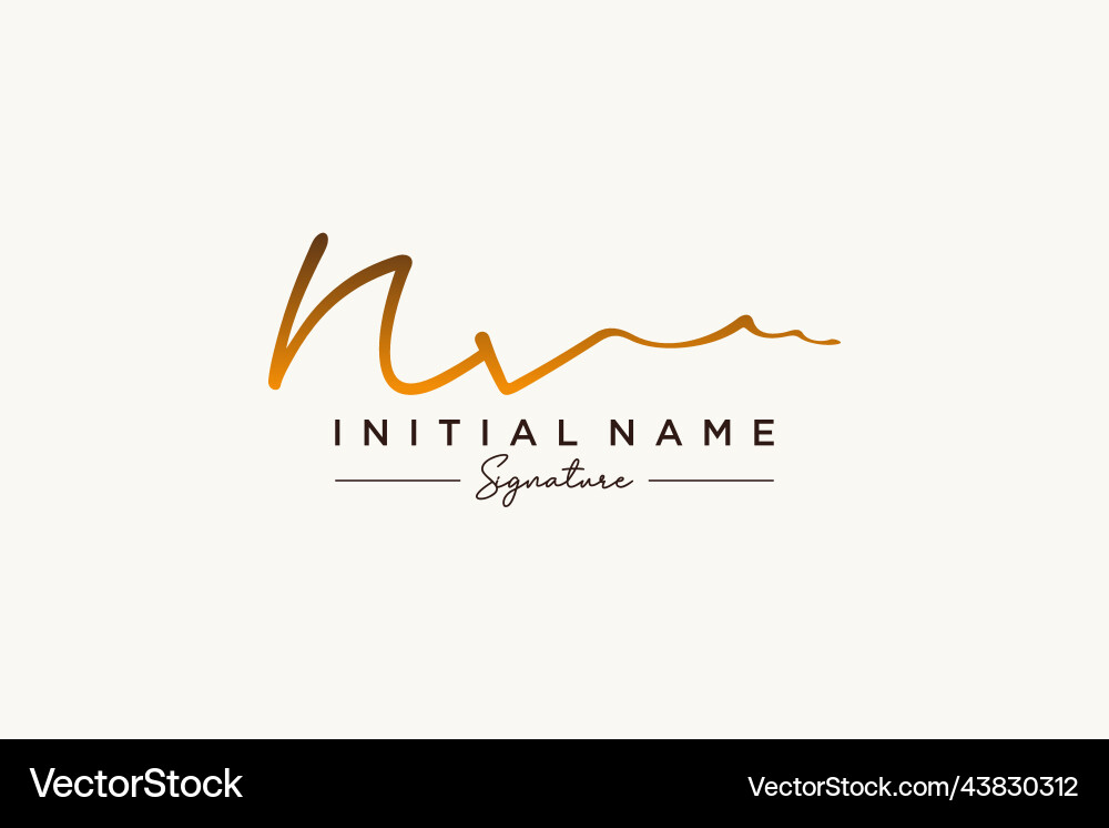 Initial nv signature logo template hand drawn Vector Image