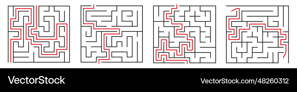Labyrinth black square maze of low Royalty Free Vector Image