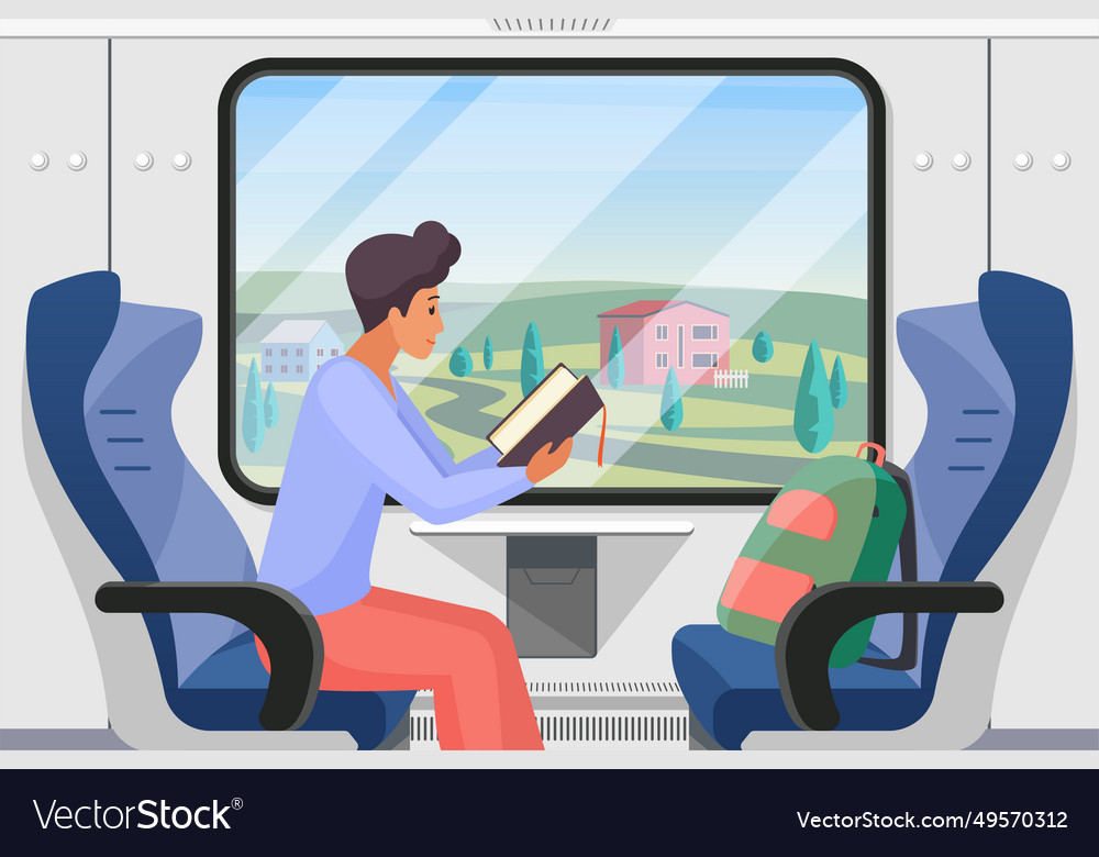 Man traveling alone in train compartment male Vector Image Man traveling alone in train compartment male Vector Image