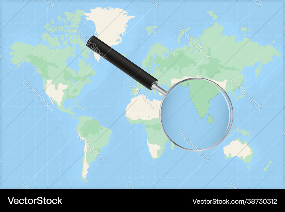Map world with a magnifying glass on a Royalty Free Vector