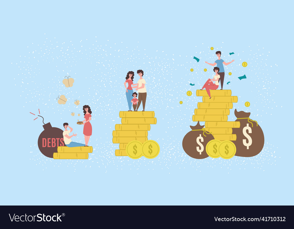 Poverty flat colored composition Royalty Free Vector Image