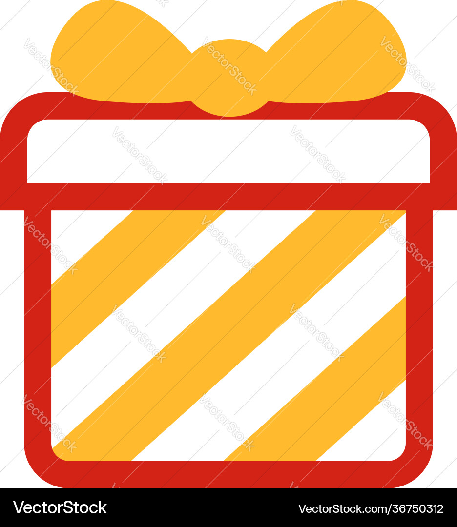 Red present with yellow lines and bow on a white Vector Image