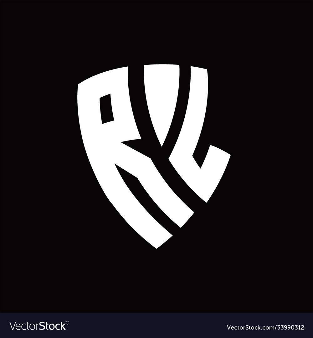 Rl logo monogram with shield elements shape Vector Image