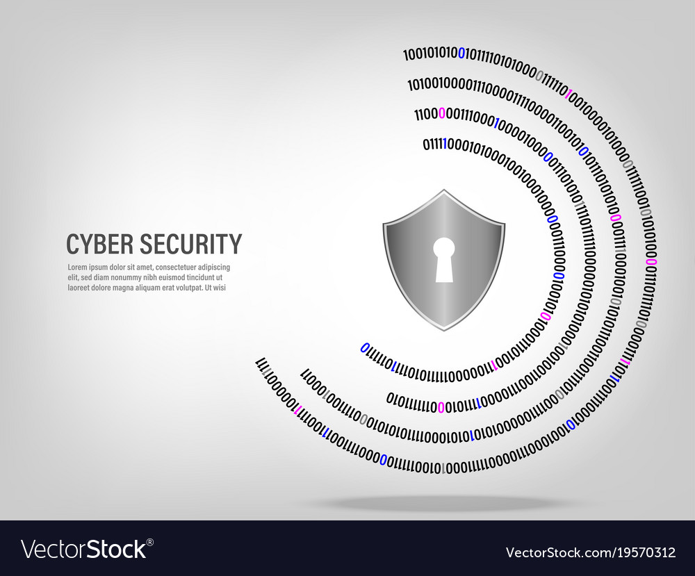Shield On Digital Binary Code Circle Background Vector Image
