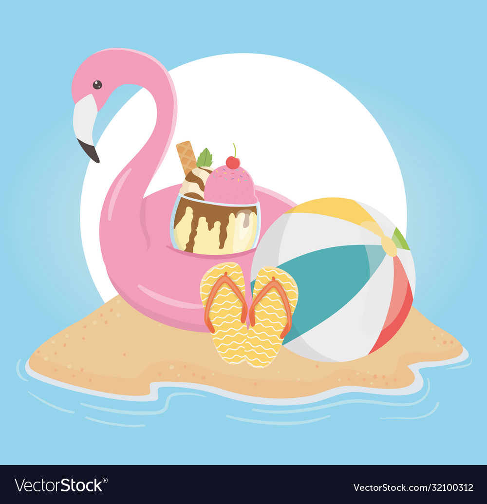 Summer travel and vacation float flamingo flip Vector Image