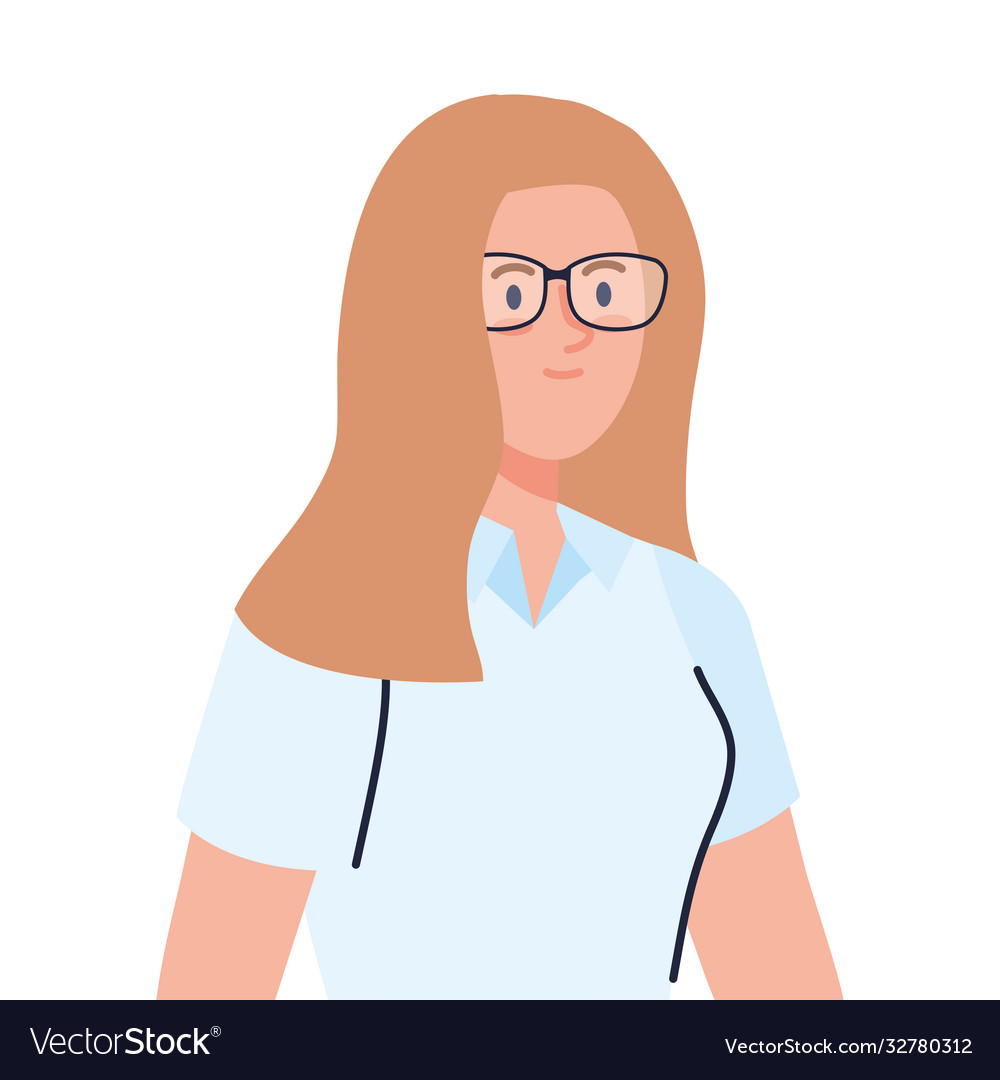 Young woman with eyeglasses on white background Vector Image