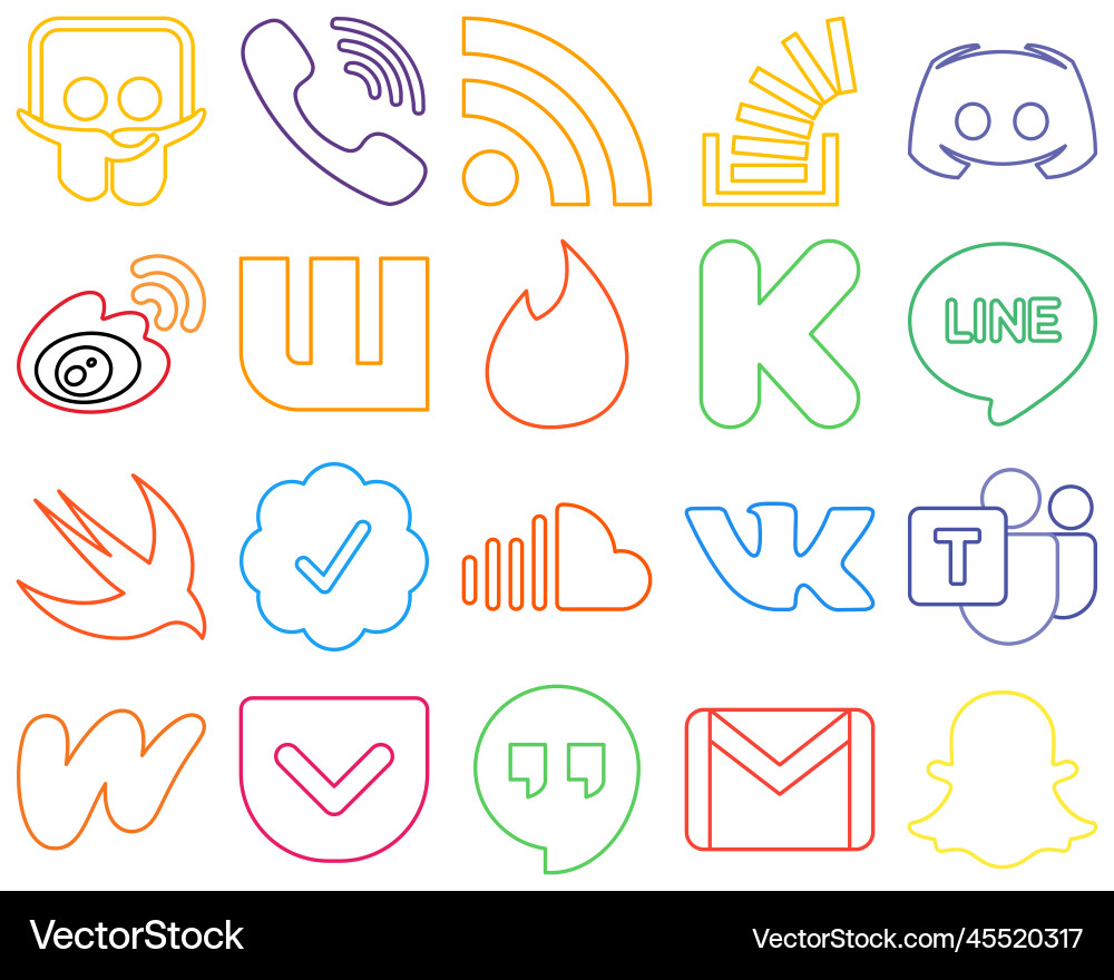 20 high-quality and modern colourful outline Vector Image
