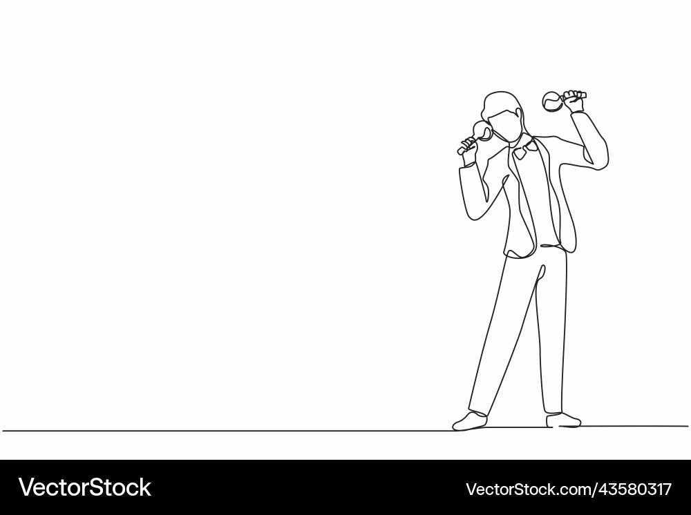 Continuous one line drawing man street band Vector Image