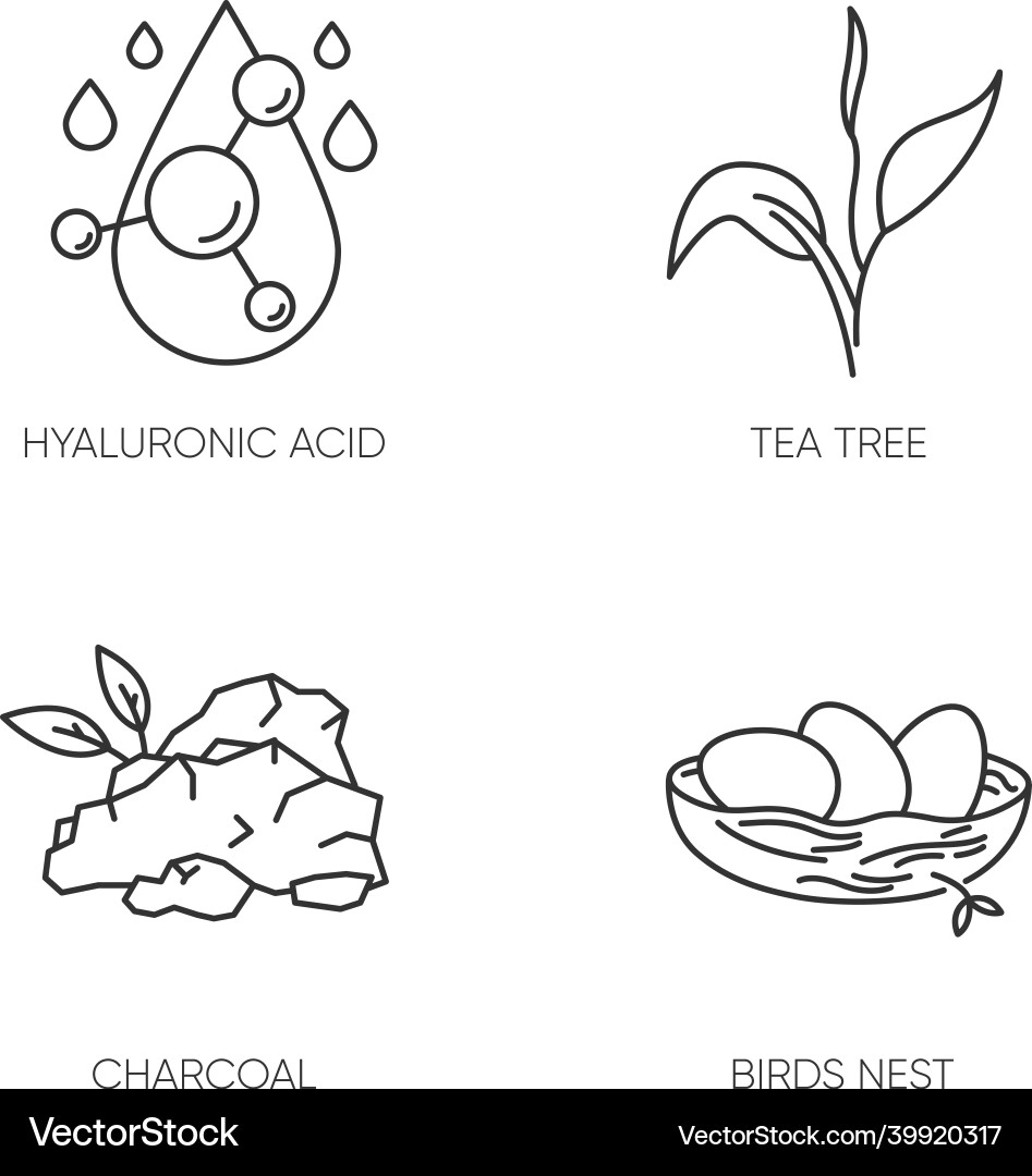 Cosmetic ingredient pixel perfect linear icons Vector Image