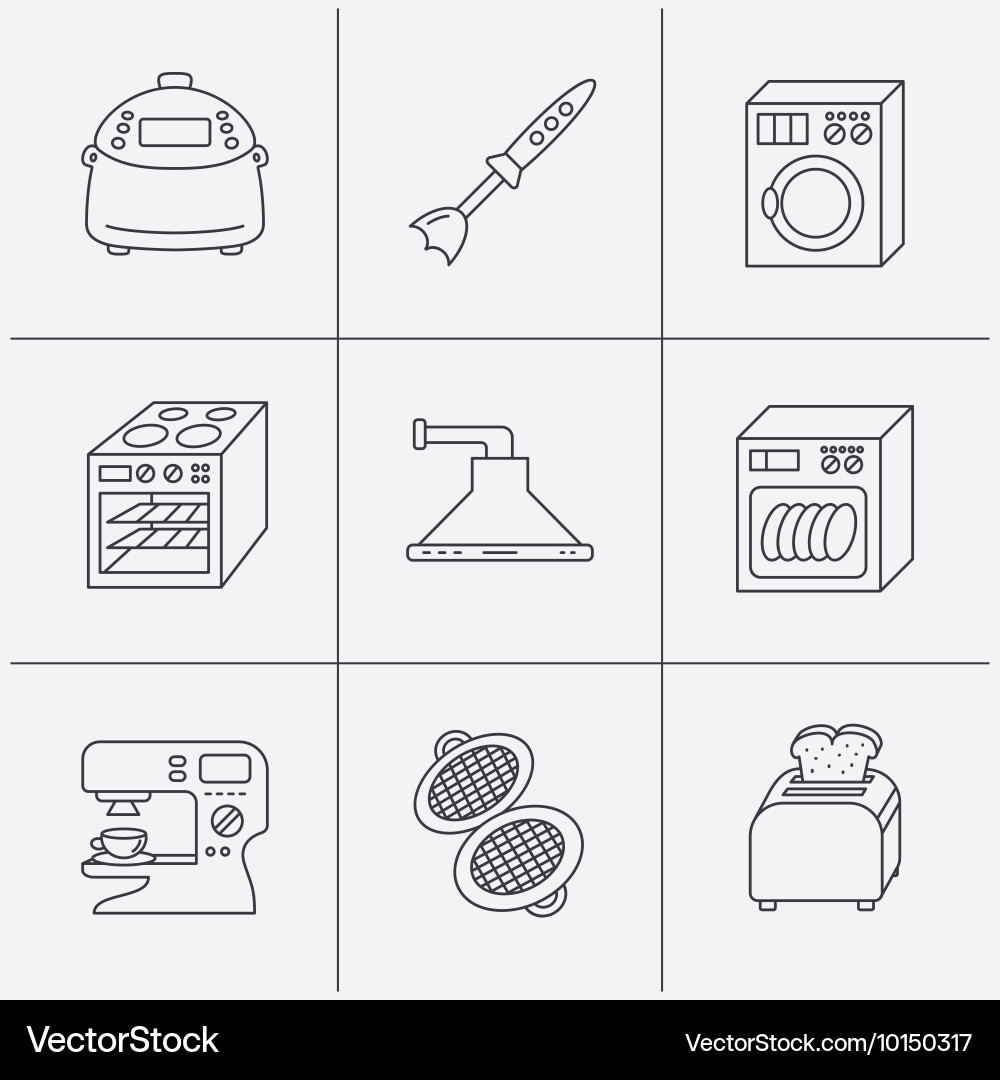 Dishwasher washing machine and blender icons Vector Image