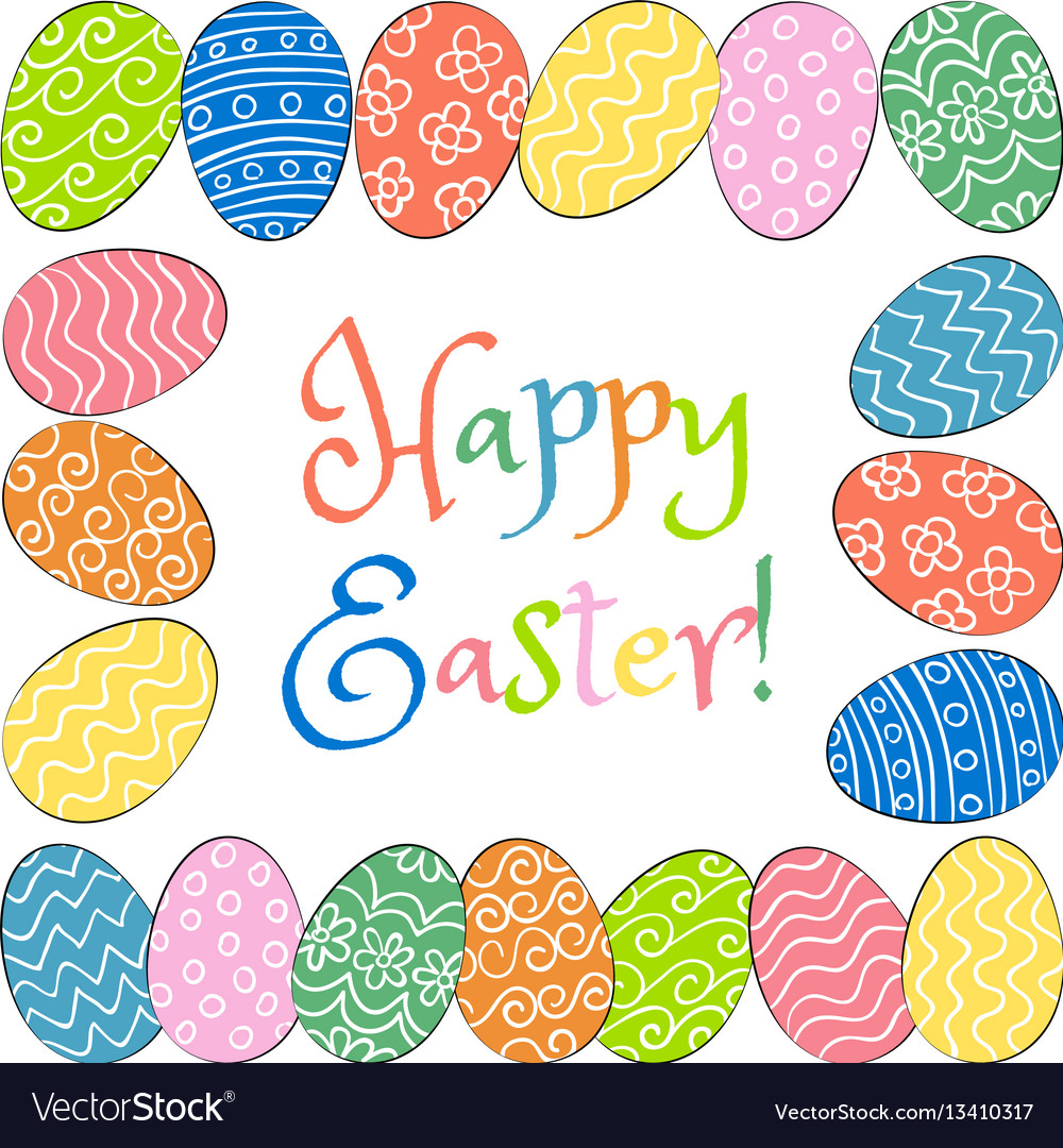 Easter eggs frame Royalty Free Vector Image - VectorStock