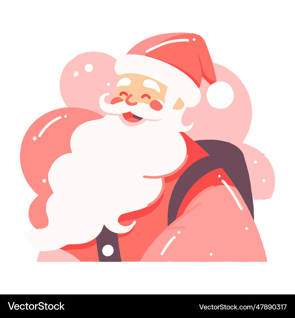Hand drawn happy santa character in flat style Vector Image