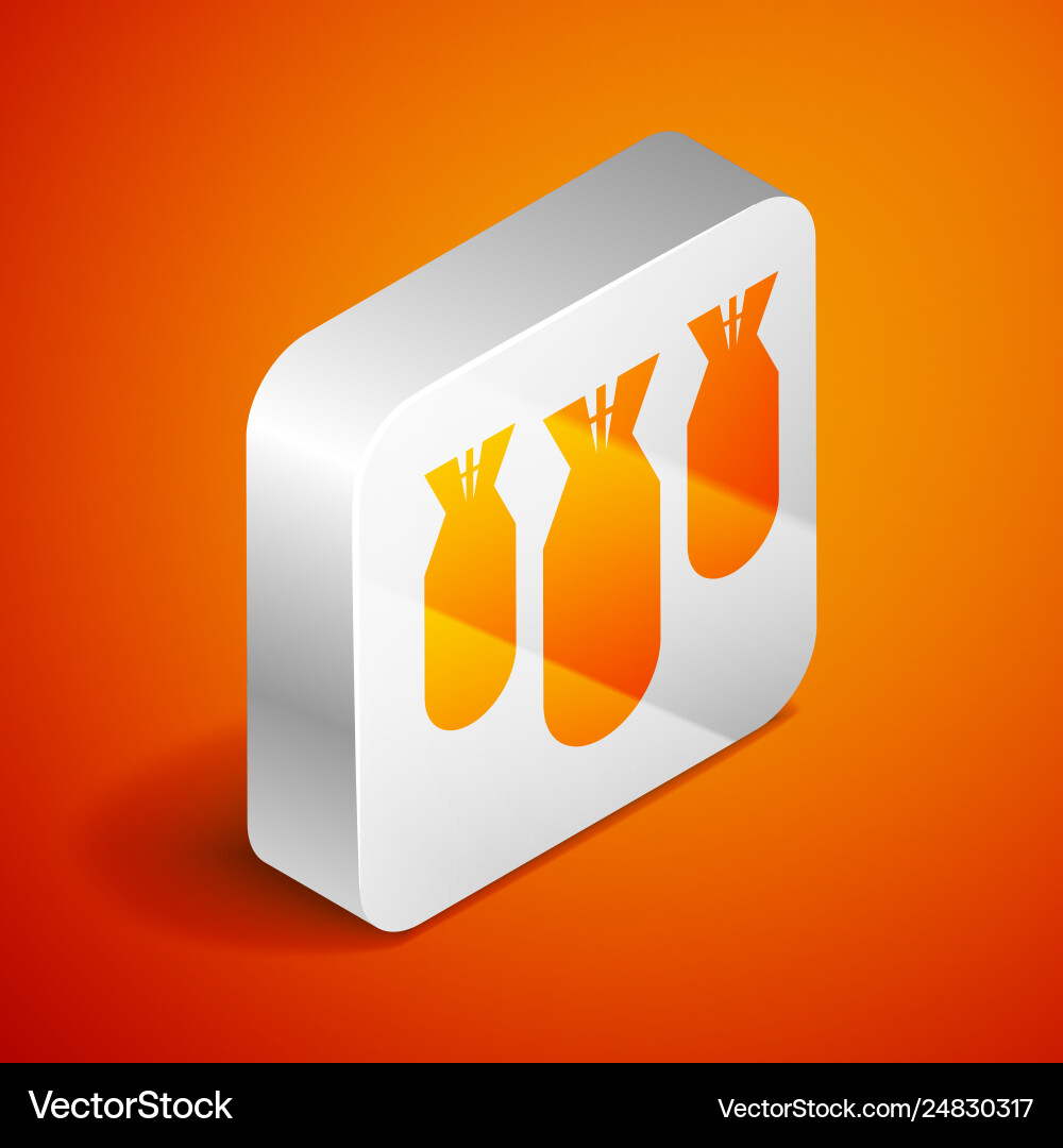 Isometric aviation bombs icon isolated on orange Vector Image