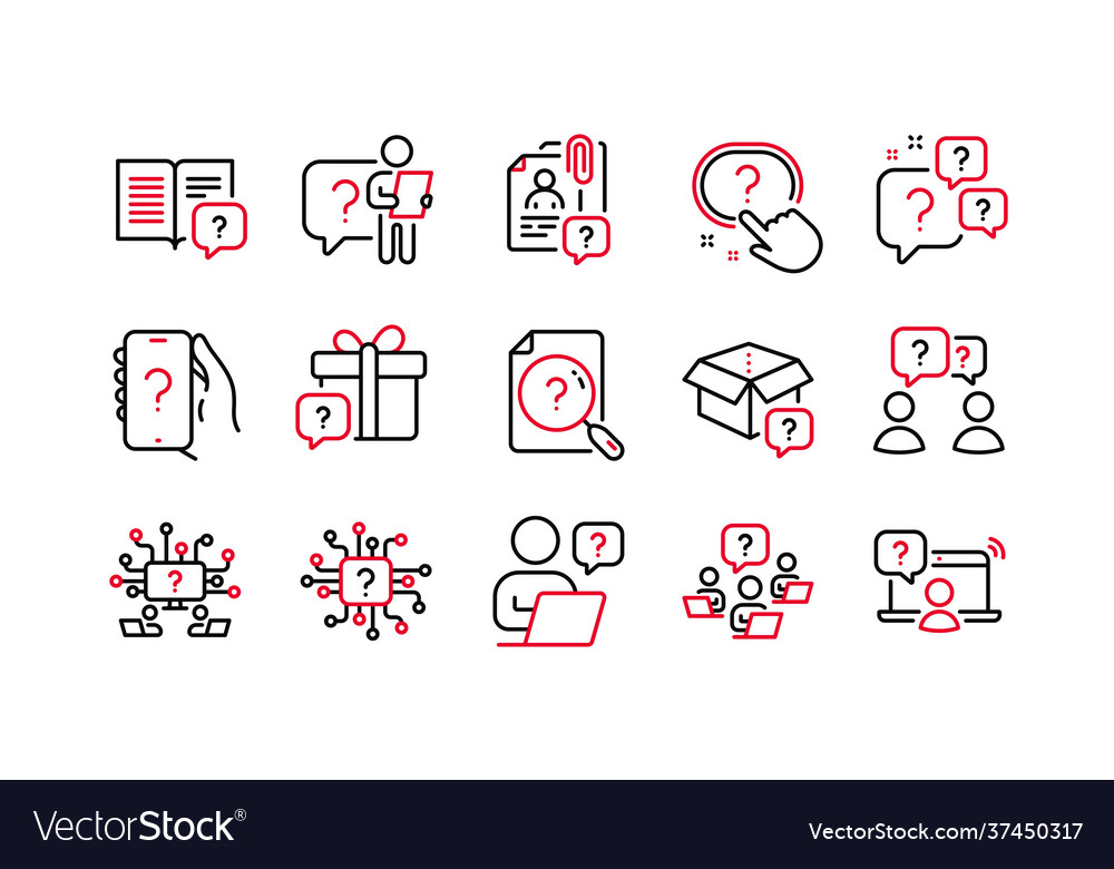 Questions line icons artificial intelligence Vector Image