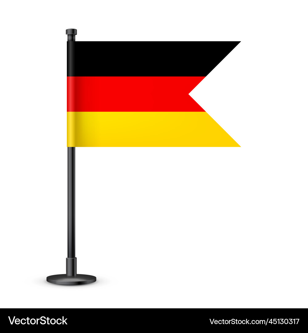 Realistic german table flag on a black steel pole Vector Image