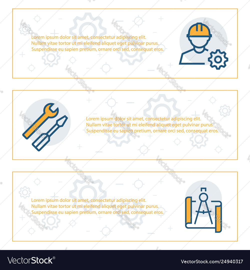 Simple banners set engineering items Royalty Free Vector