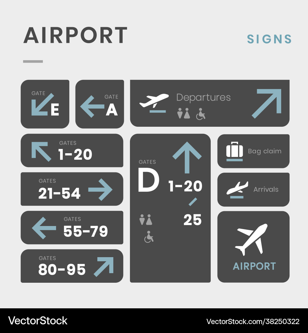 Airport signs icon set Royalty Free Vector Image