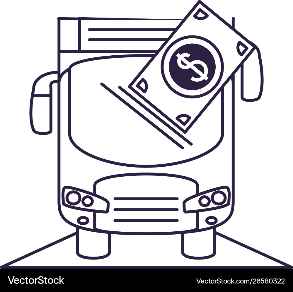 Bus transport vehicle with bill dollar Royalty Free Vector