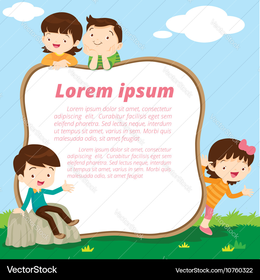 Cute boy and girl space frame Royalty Free Vector Image