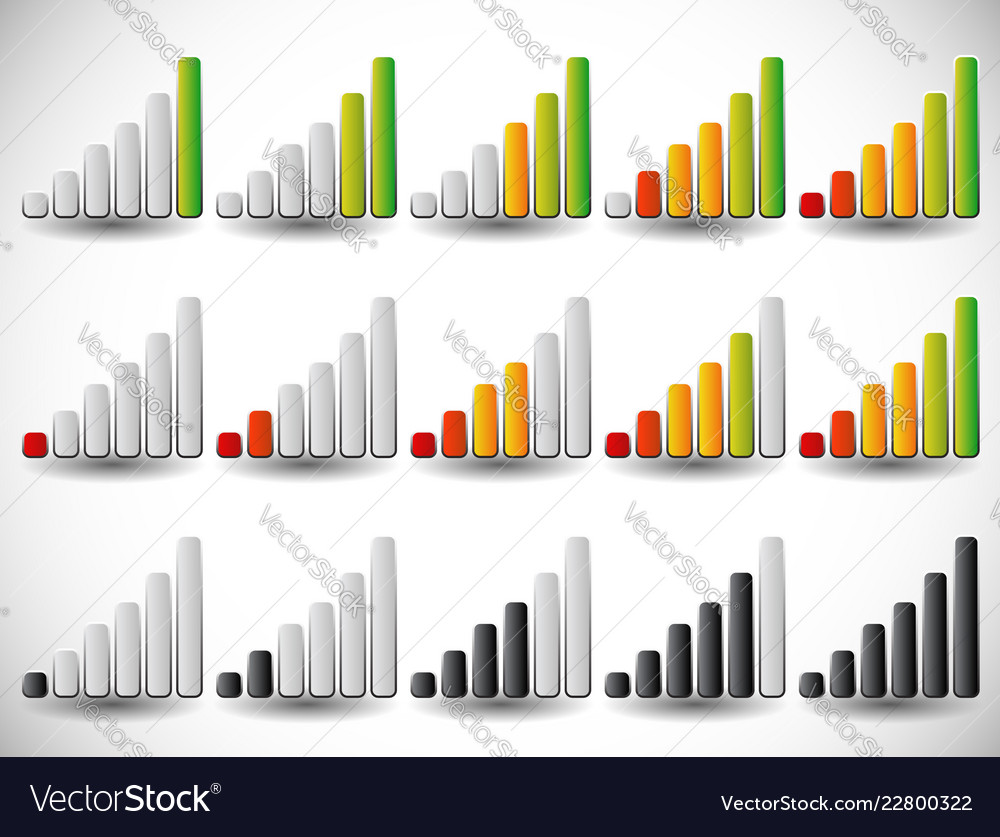 Increasing bars as level or progress indicators Vector Image