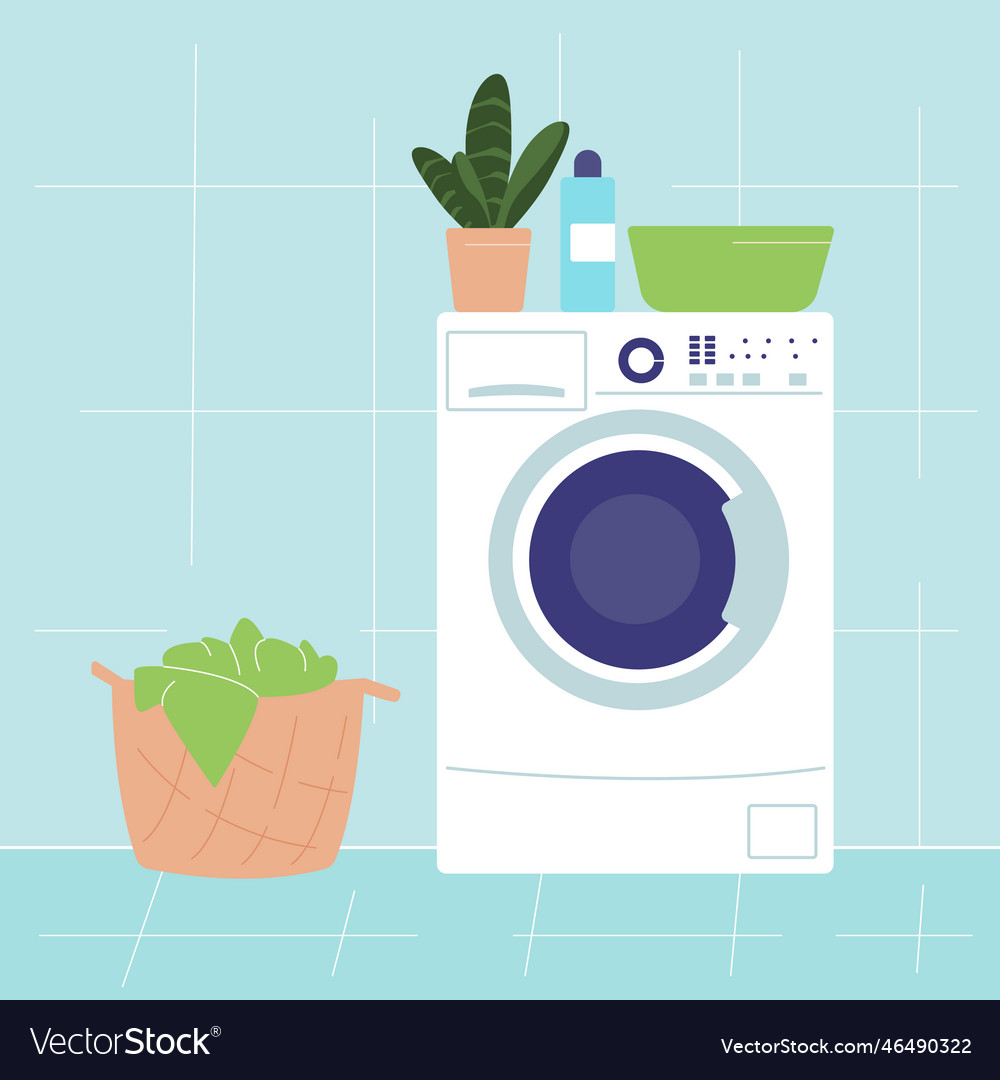 Laundry working washing machine Royalty Free Vector Image