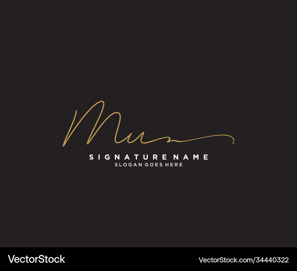 Letter mu signature logo template Royalty Free Vector Image
