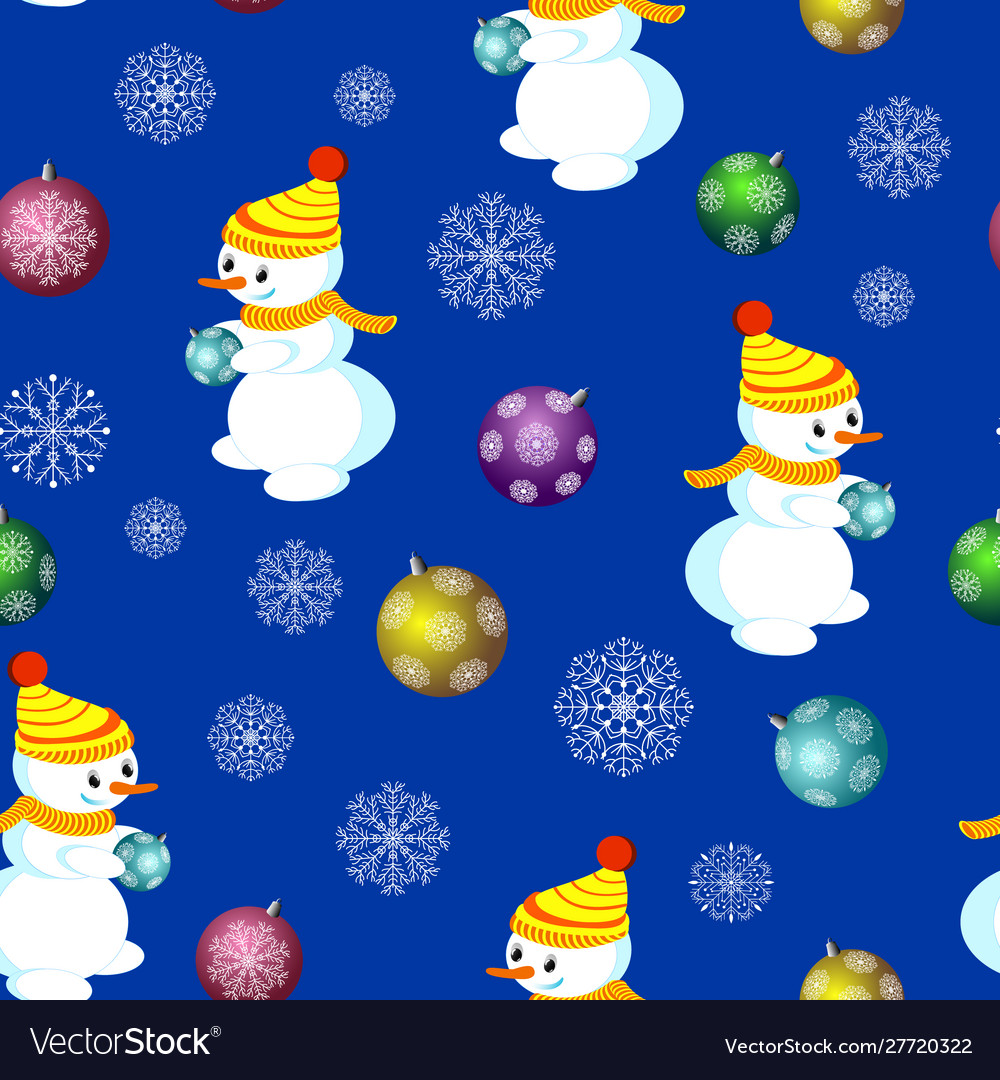 Pattern snowmen and christmas balls Royalty Free Vector