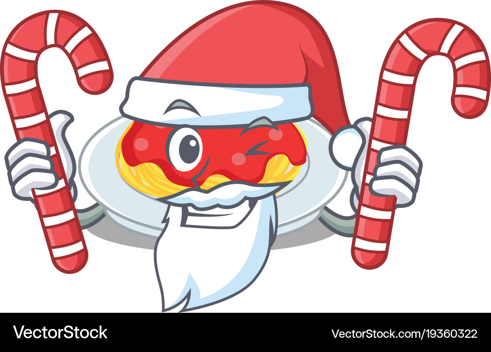 Santa with candy spaghetti character cartoon style