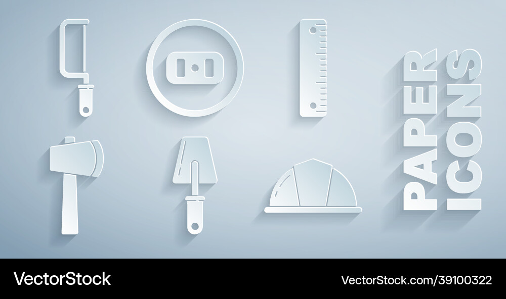 Set trowel ruler wooden axe worker safety Vector Image