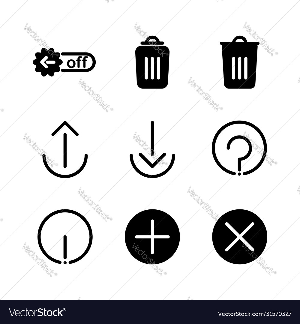 Basic User Interface Icon Set Glyph Include Vector Image