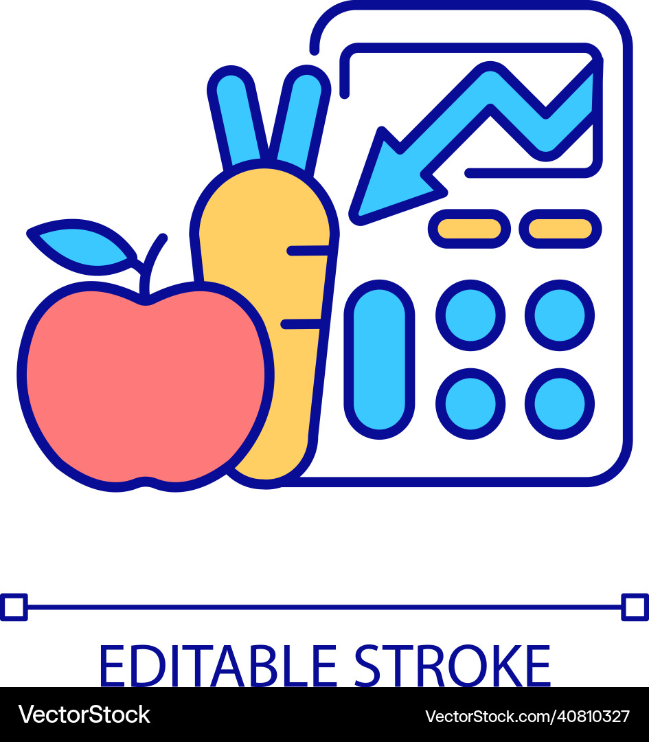 Calorie counting rgb color icon Royalty Free Vector Image