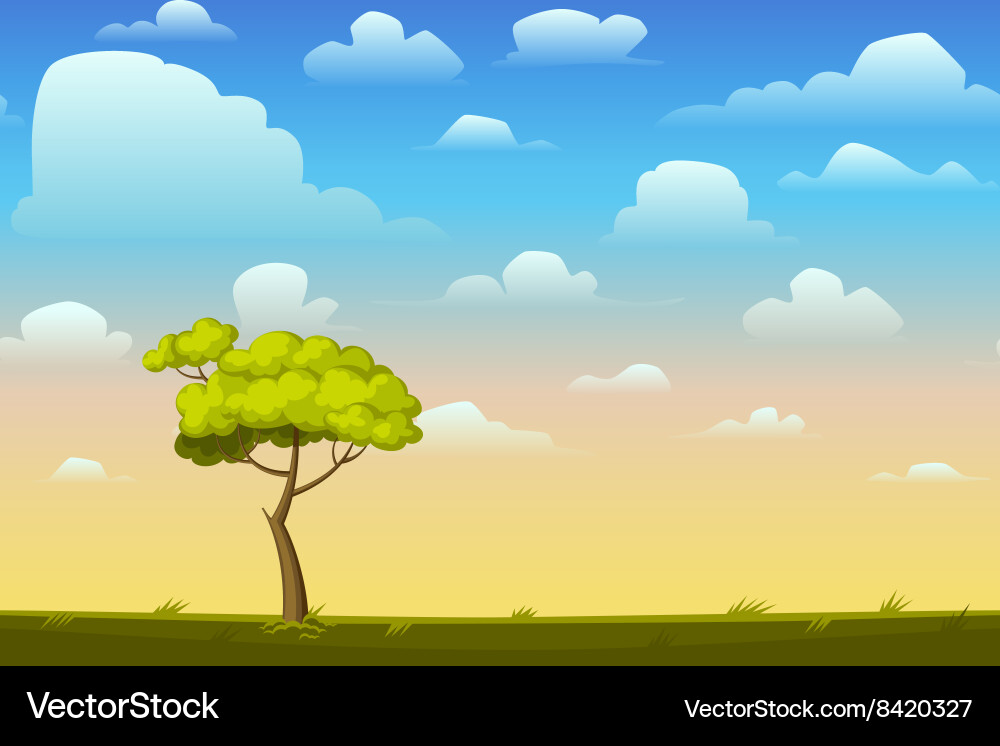 Cartoon nature seamless horizontal landscape Vector Image