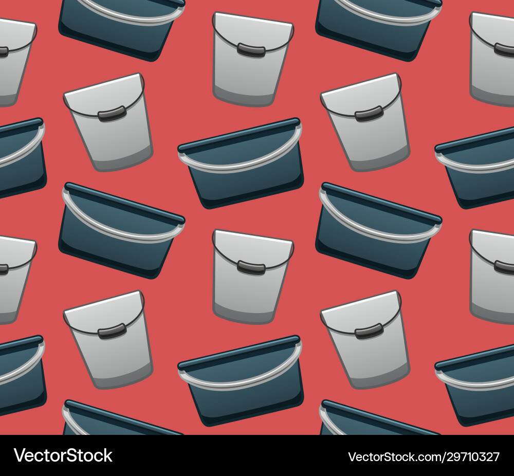 Cartoon style metal and plastic buckets pattern Vector Image