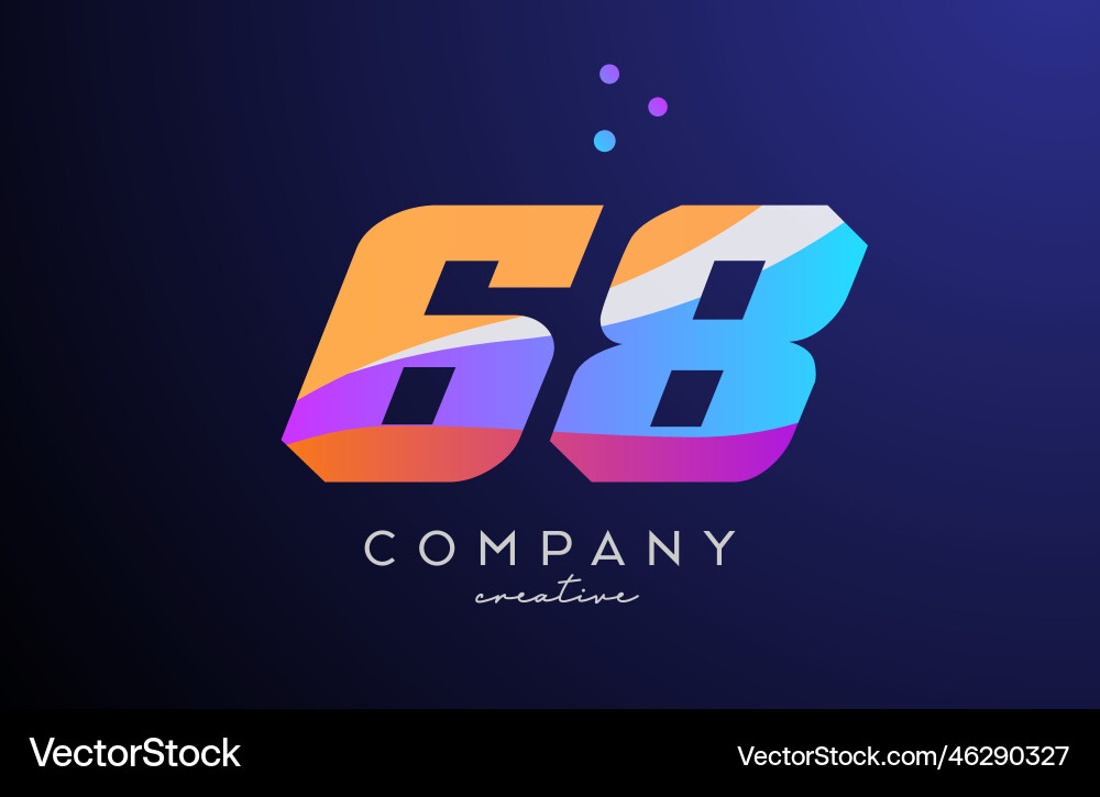 Colored number 68 logo icon with dots yellow blue Vector Image