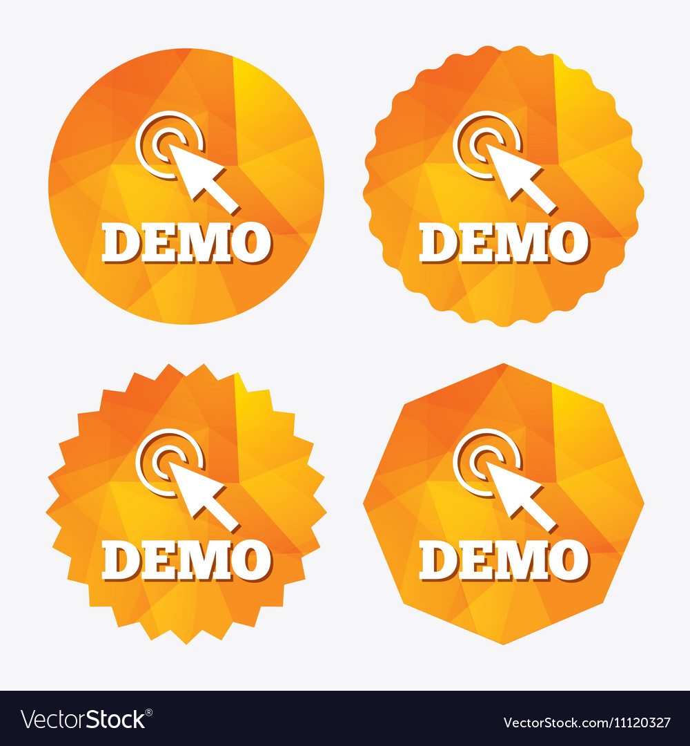 Demo with cursor sign icon demonstration symbol Vector Image Demo with cursor sign icon demonstration symbol Vector Image