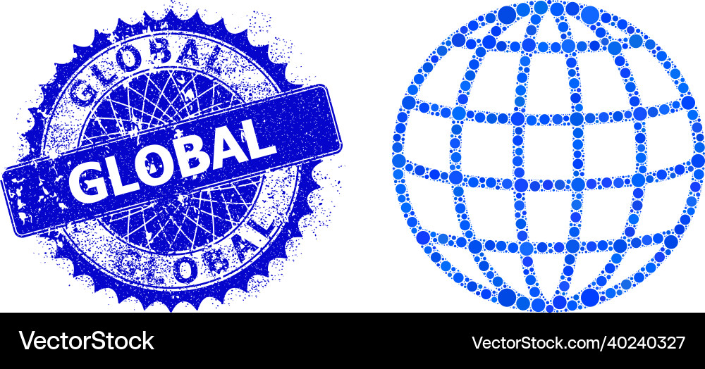 Global composition of dots and scratched Vector Image