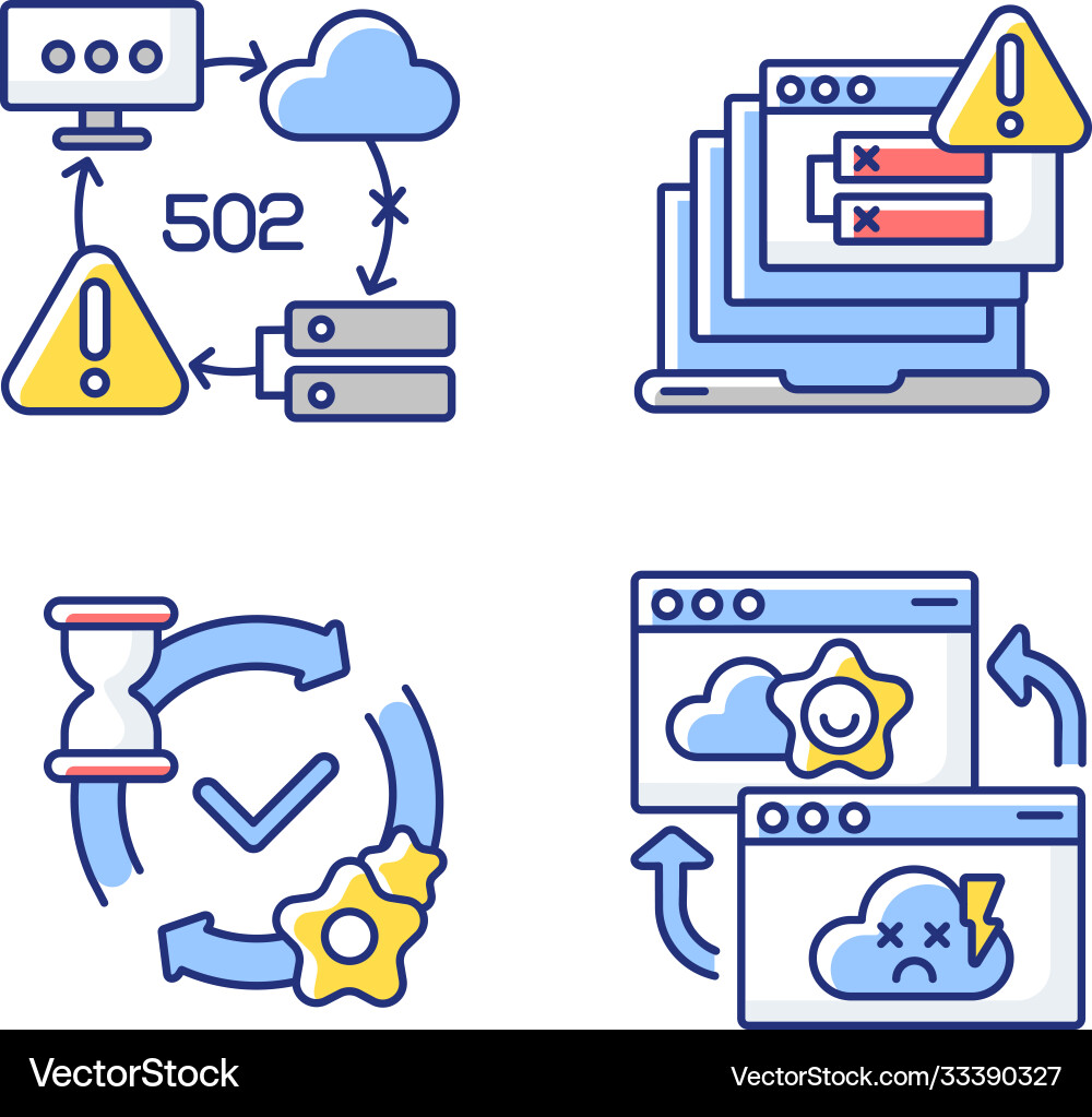 Network notifications rgb color icons set Vector Image